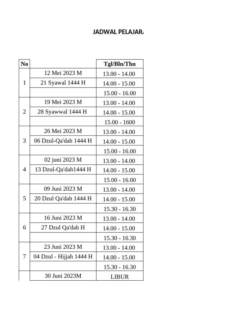 Jadwal Pa 2023-2024 | PDF