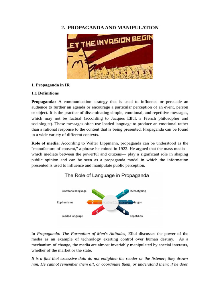 2. Propaganda and Manipulation | PDF | Propaganda | Bias