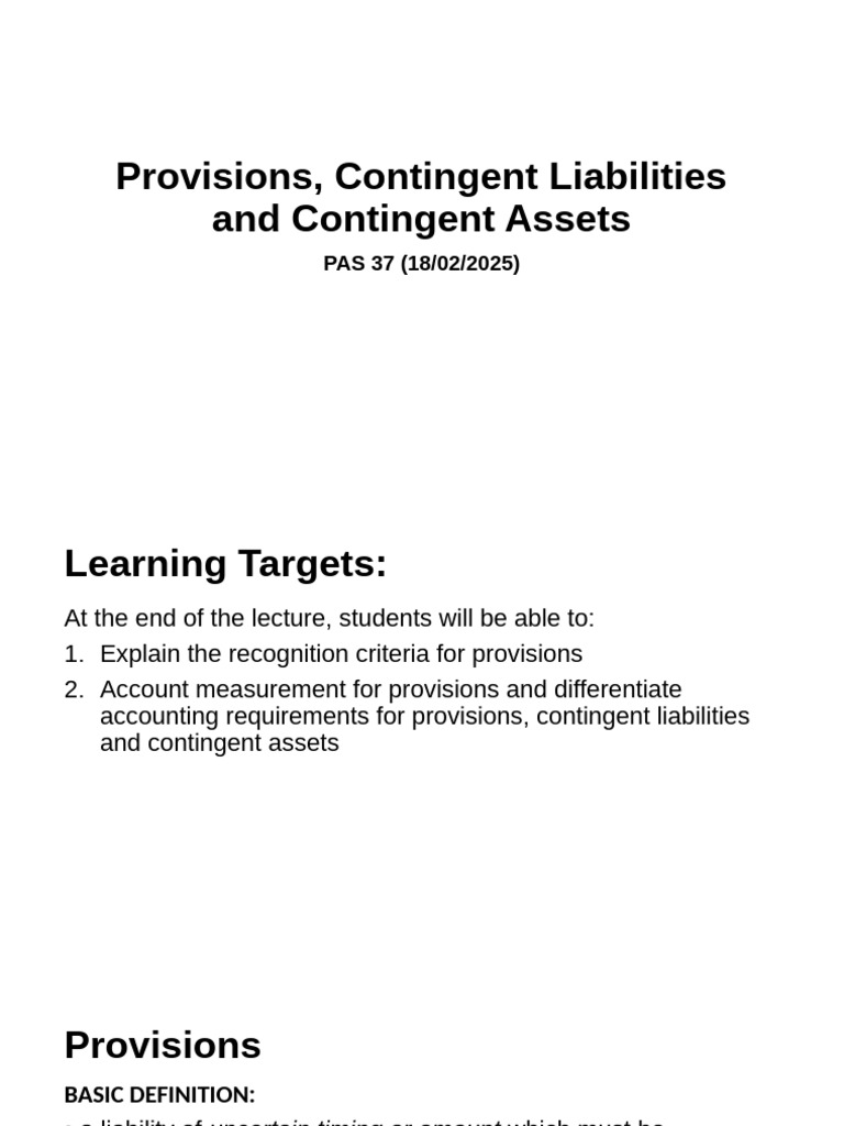 Provisions and Contingent Liabilities Guide | PDF | Risk | Liability ...