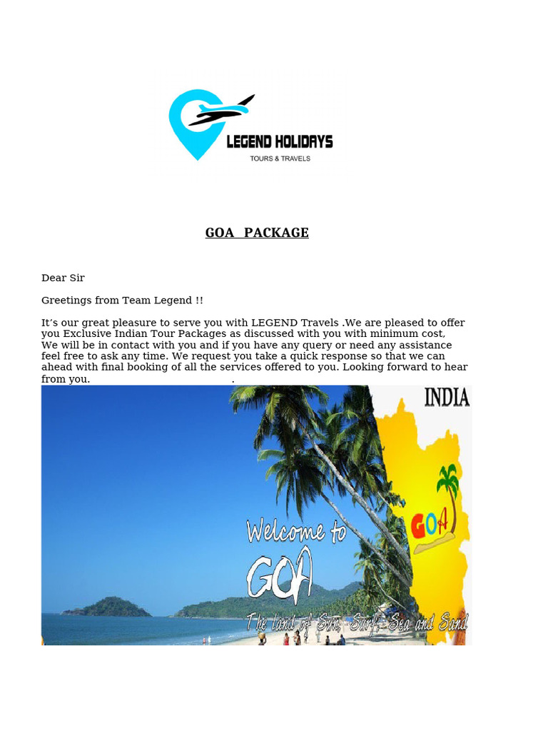 2-Day Goa Tour Package Details | PDF | Lunch | Meal