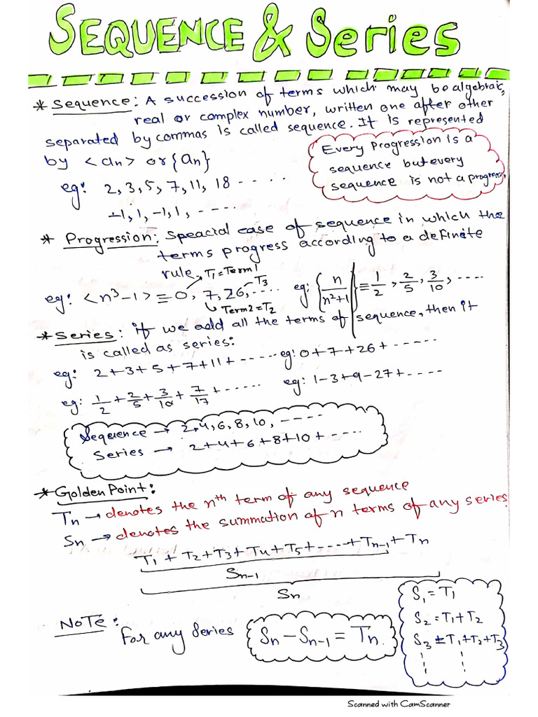 Sequence and Series: Hand Written Notes | PDF