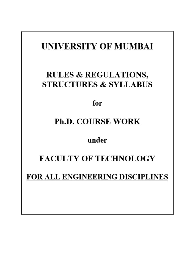 Ph.D. Course Work Guidelines | PDF | Doctor Of Philosophy | Vocational ...