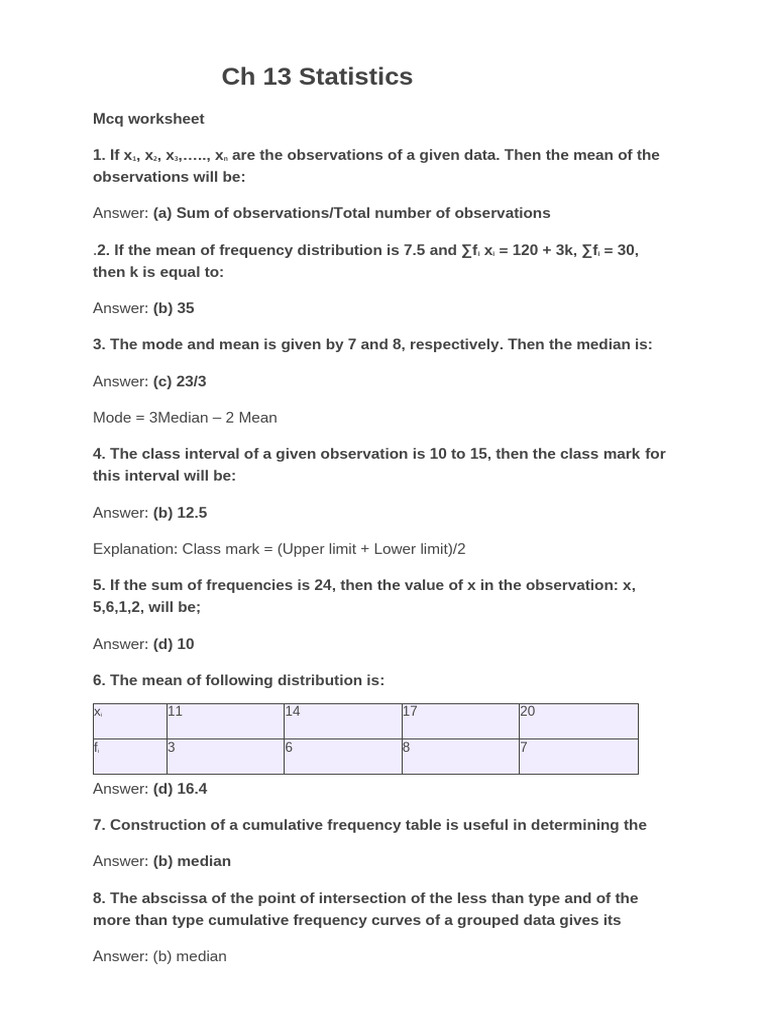 Central Tendency and Frequency Analysis | PDF | Mean | Descriptive ...