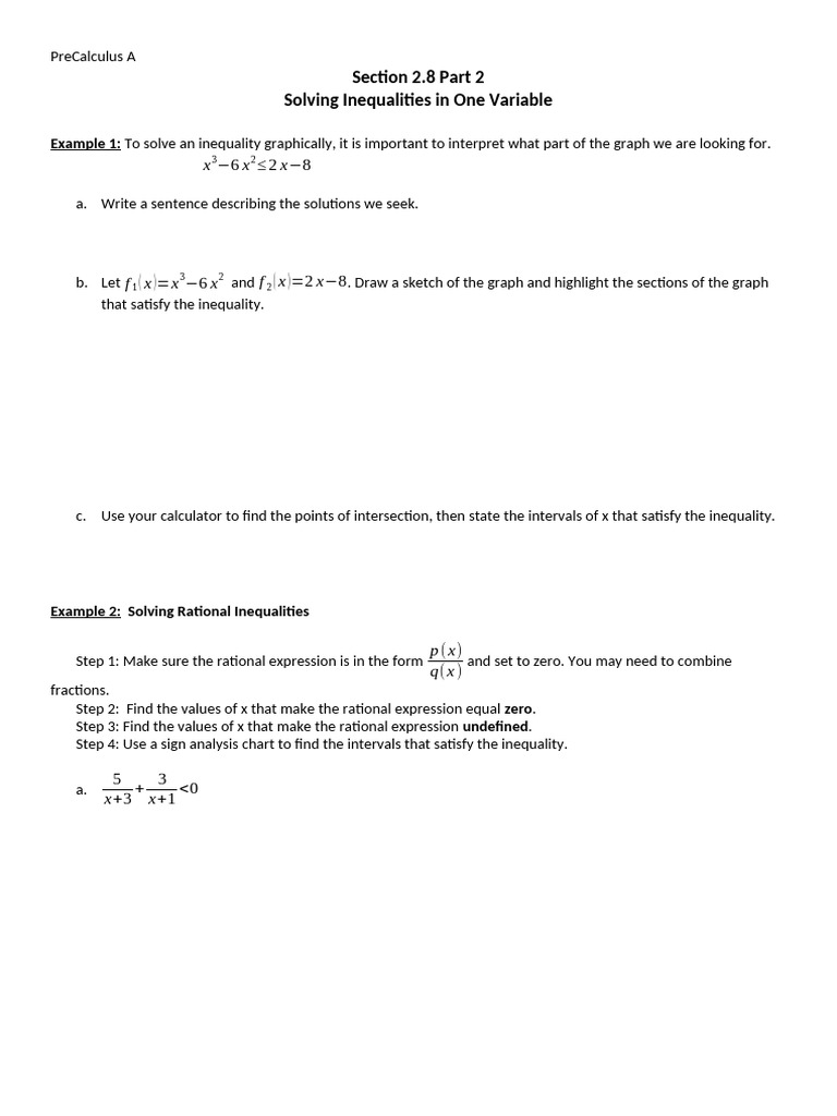 Graphical Solutions to Inequalities | PDF