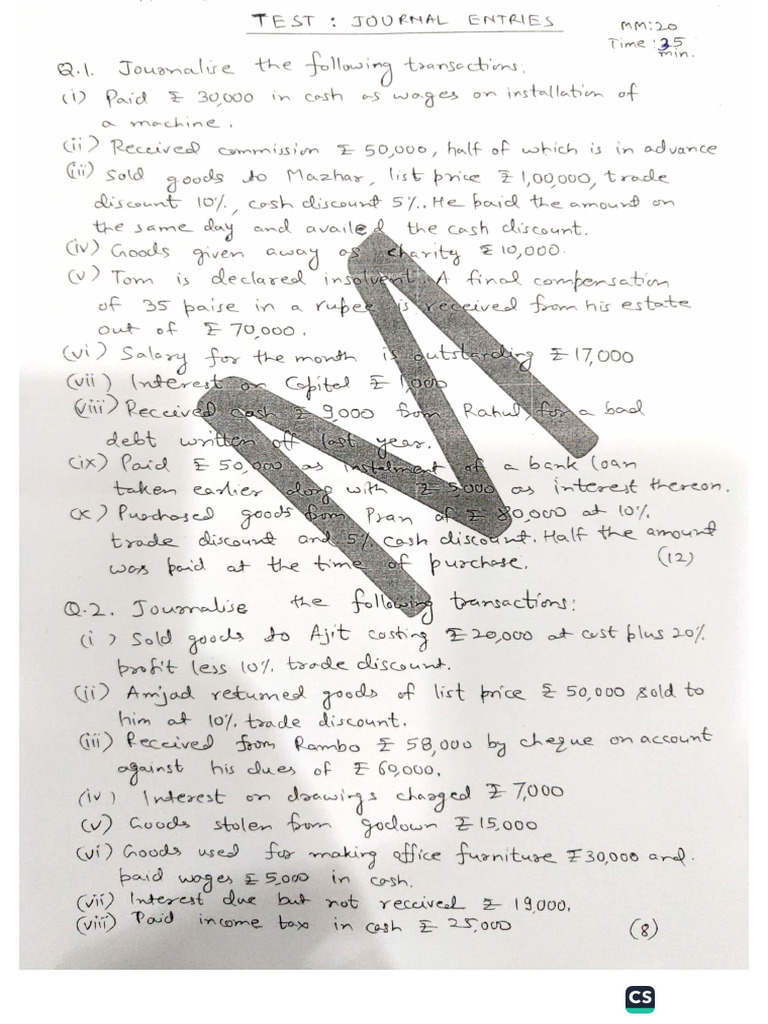 Test - Journal Entries | PDF