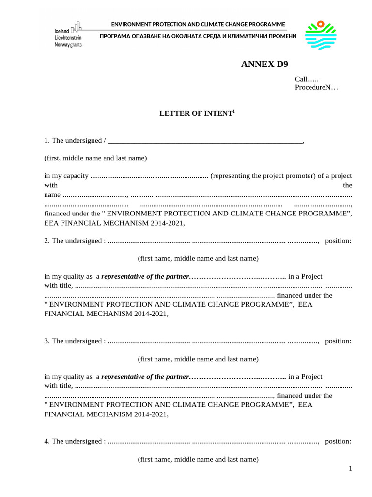 D9 Letter of intent | PDF | Partnership | Justice