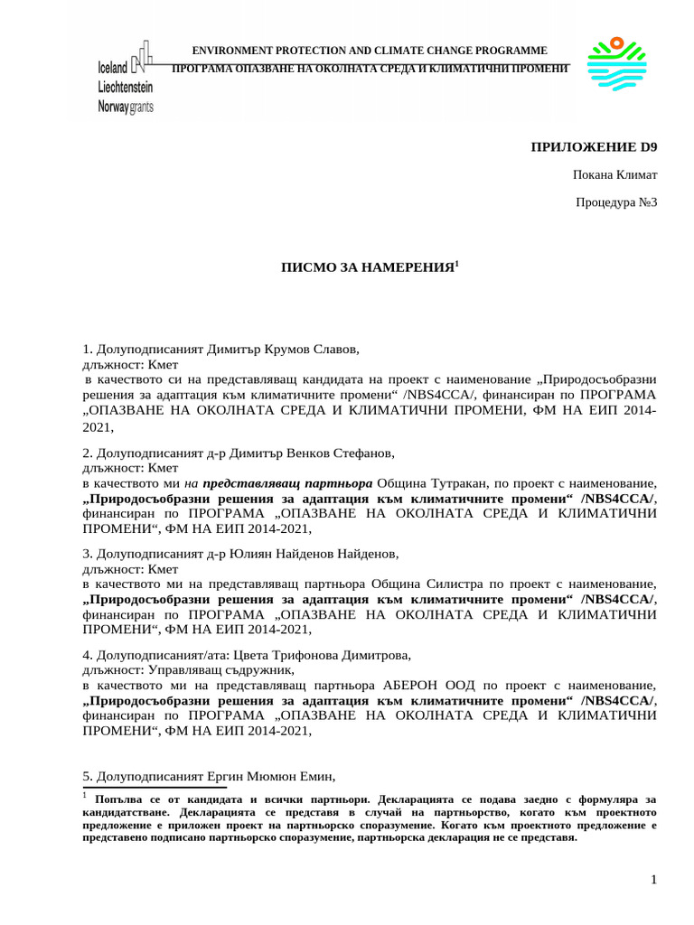 D9. Letter of Intent - BG | PDF