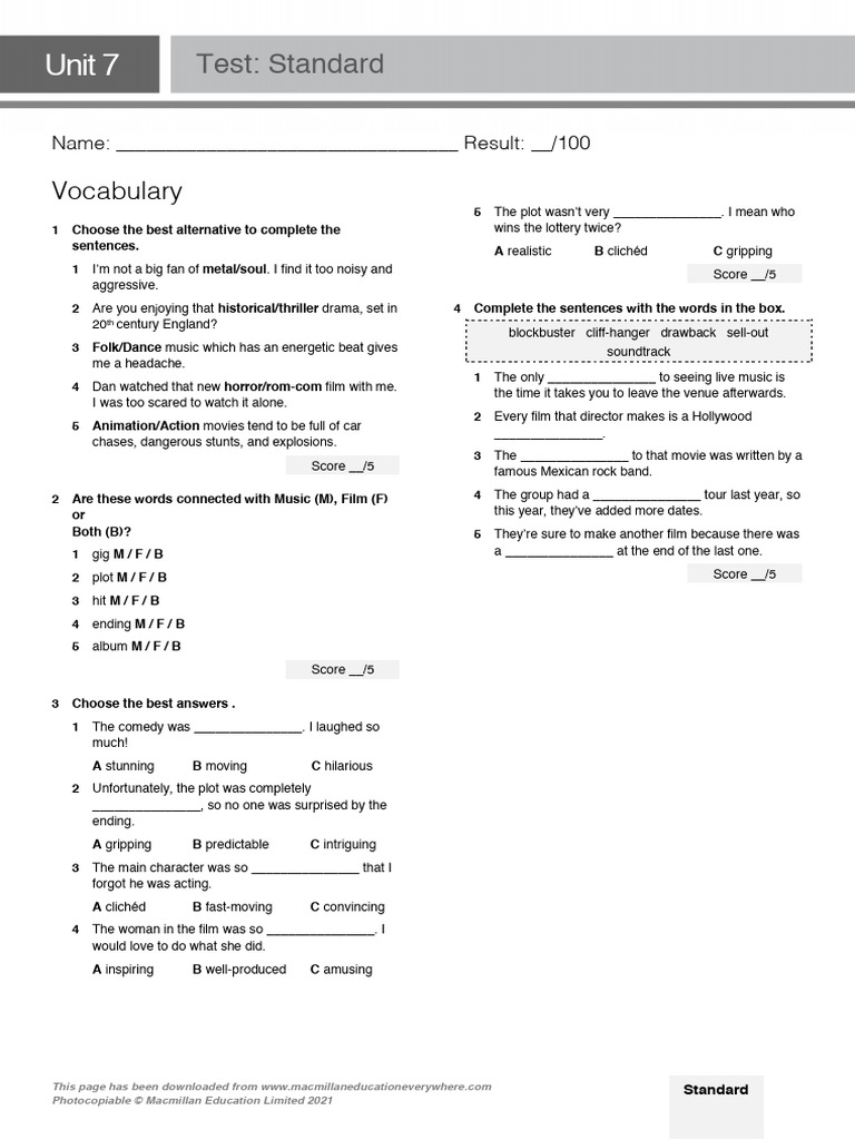 Level5 U7 Test Standard | PDF