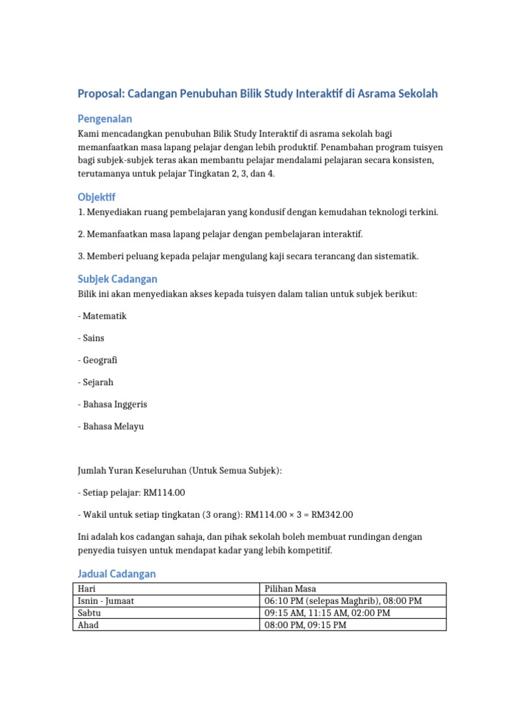 Proposal Bilik Study Interaktif Updated | PDF