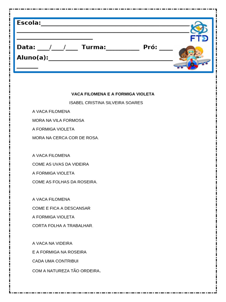 Vaca Filomena e Formiga Violeta | PDF
