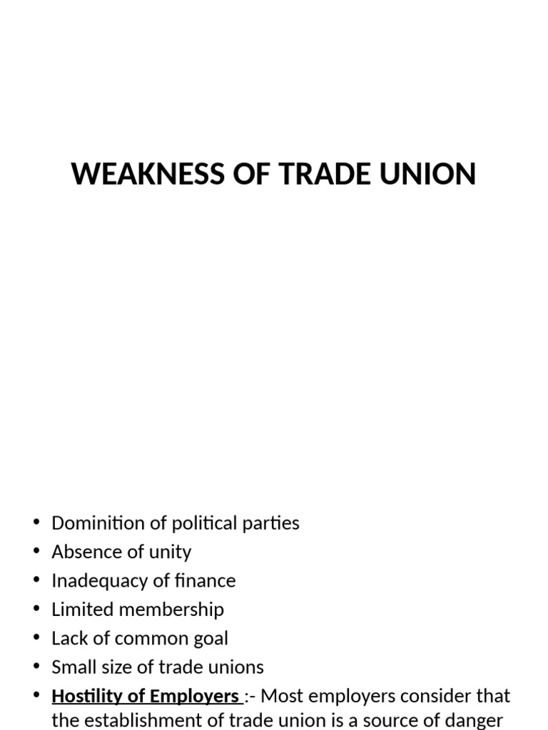 Weakness of Trade Union | PDF