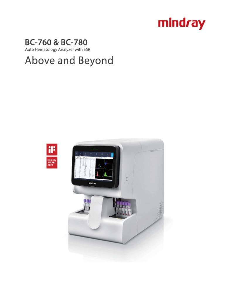 Mindray Fully Automatic BC 760 BC 780 Auto Hematology Analyzer With Esr ...