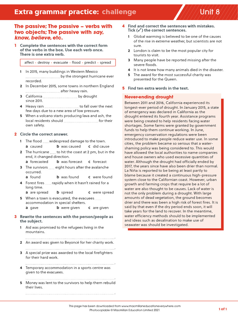Level5_U8_Extra_Grammar_Practice_Challenge | PDF | Drought | Meteorology