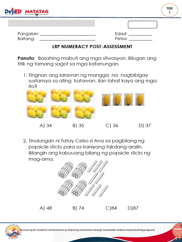 LRC Post Assessment For Grade 2 | PDF