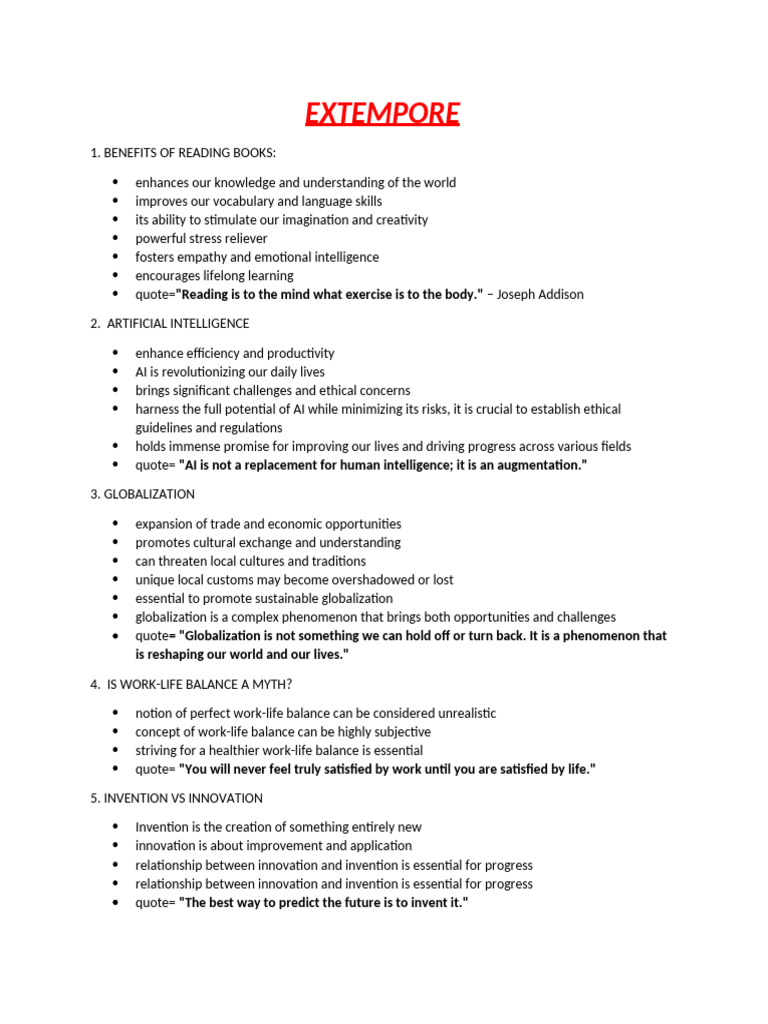 Extempore Competition Notes | PDF | Artificial Intelligence ...