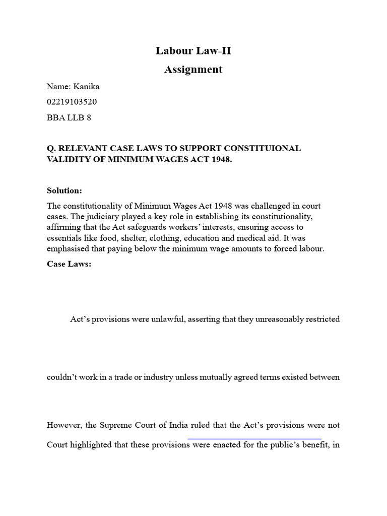 Labour Law PSDA Assignment | PDF | Labour Law | Employment