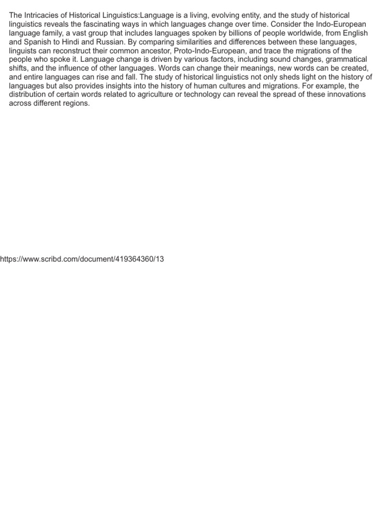 Historical Linguistics and Language Evolution | PDF