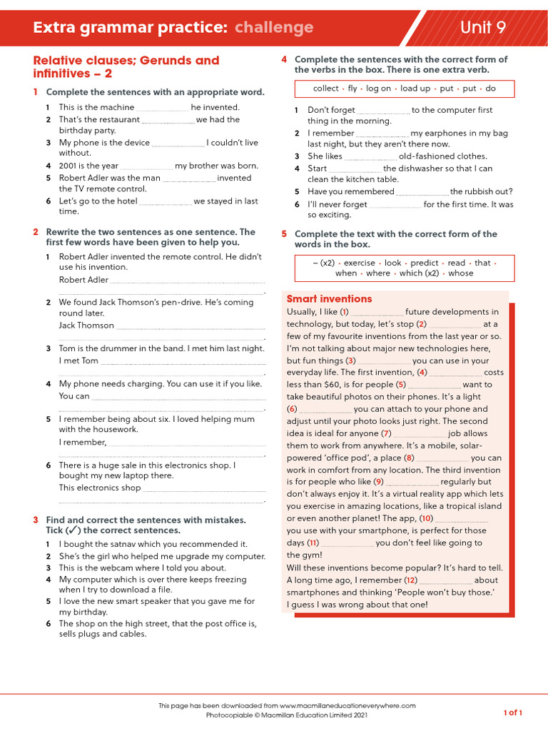 Level5 U9 Extra Grammar Practice Challenge | PDF | Sentence (Linguistics) | Linguistics