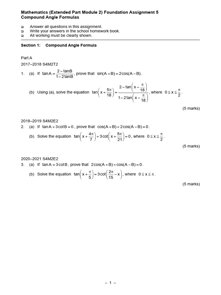 Compound Angle Formula Proofs | PDF | Mathematical Proof ...