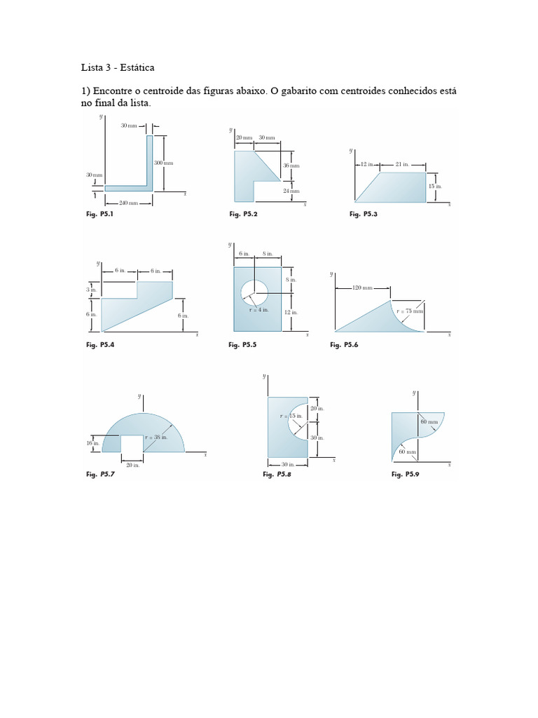 Lista de Exercícios - p3 | PDF | Coordinate System | Geometry