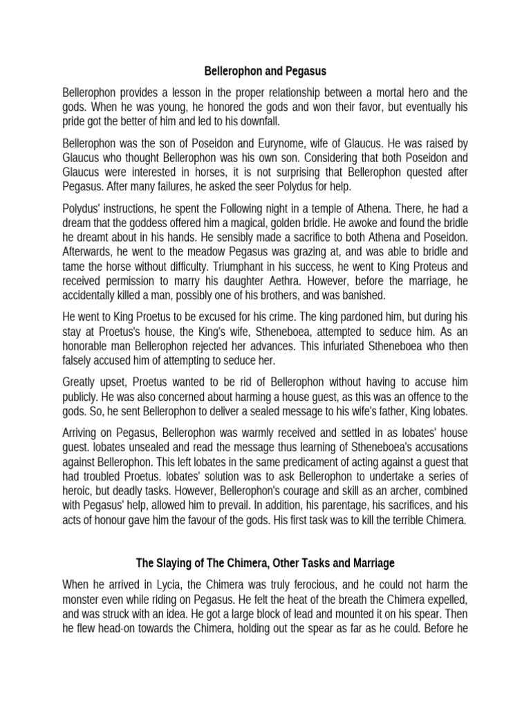 Bellerophon and Pegasus | PDF | Greek Mythology | Ancient Greek Religion