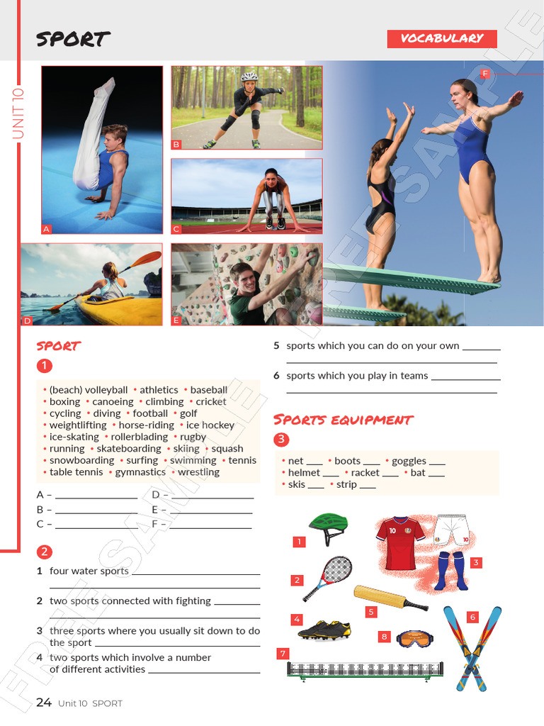 Sports Vocabulary and Activities Guide | PDF | Sports | Olympic Sports