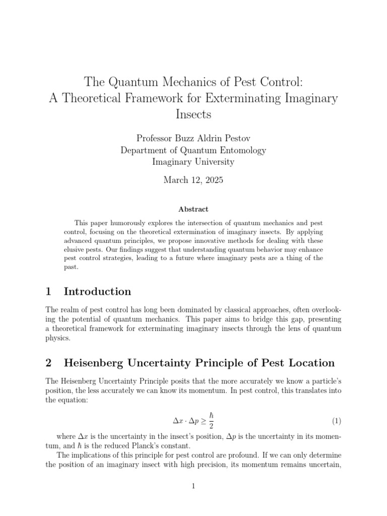 The Quantum Mechanics of Pest Control A Theoretic | PDF | Quantum ...