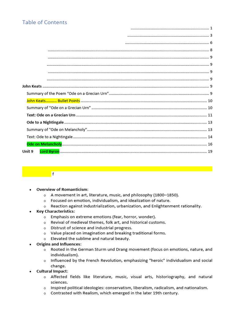 9063 Romantic Poetry Text and Notes .... | PDF | Romanticism | John Keats