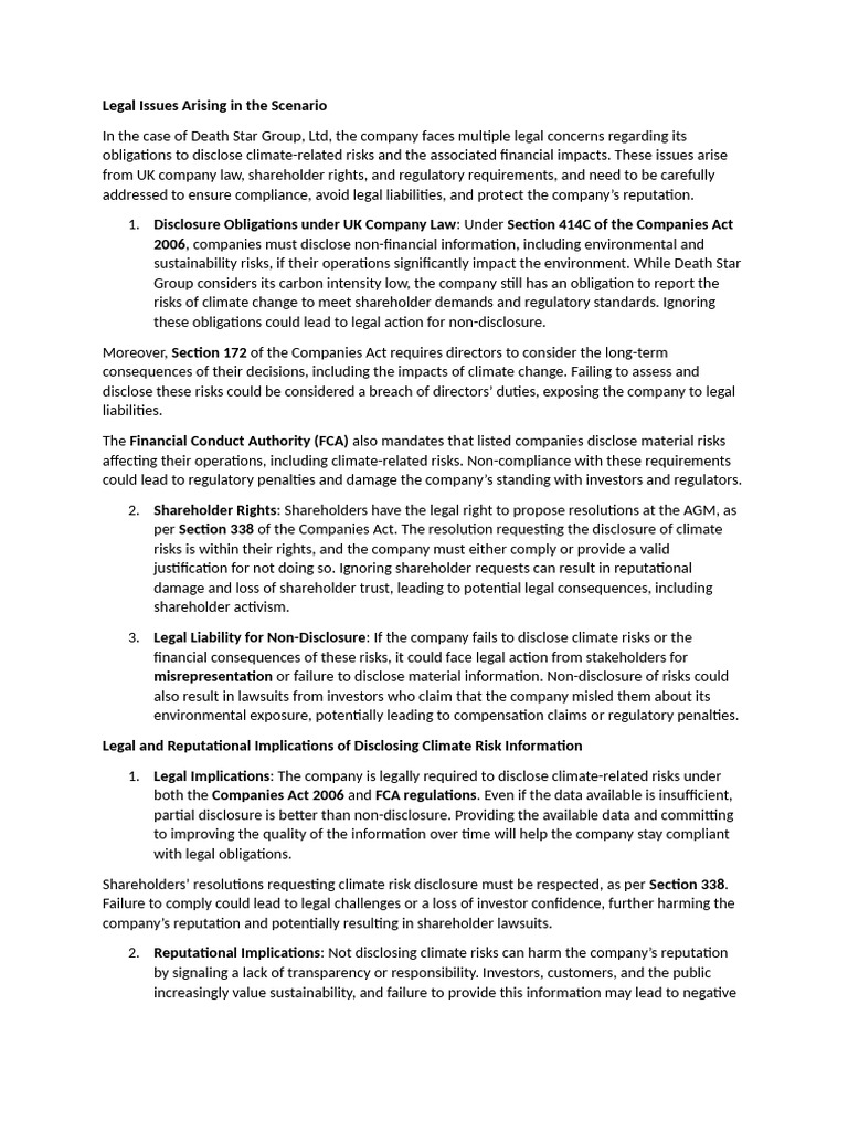 Legal Issues Arising in The Scenario | PDF | Risk | Regulatory Compliance