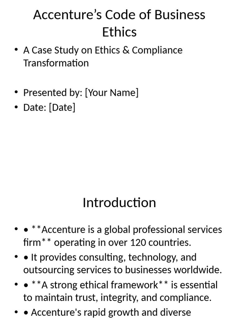 Accenture Code of Business Ethics Expanded Final | PDF | Business Ethics | Corporate Social ...