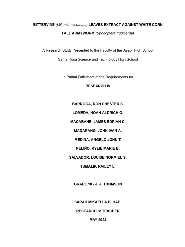 BITTERVINE Mikania Micrantha LEAVES EXTRACT AGAINST WHITE CORN FALL ...