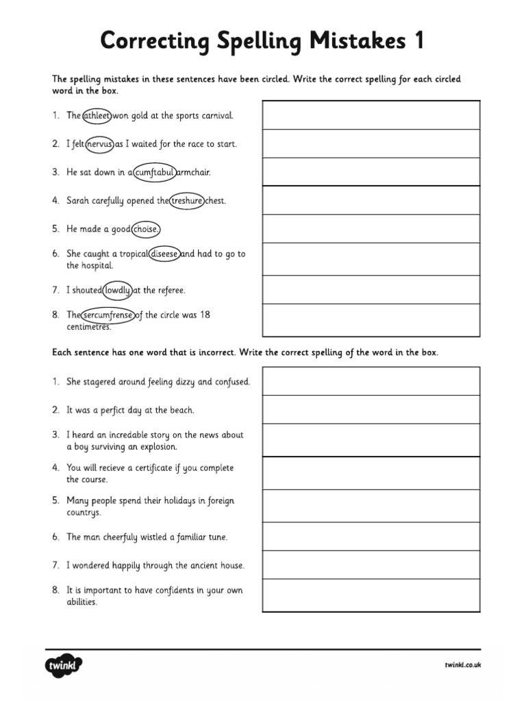 Correct The Spelling Mistakes 4 | PDF
