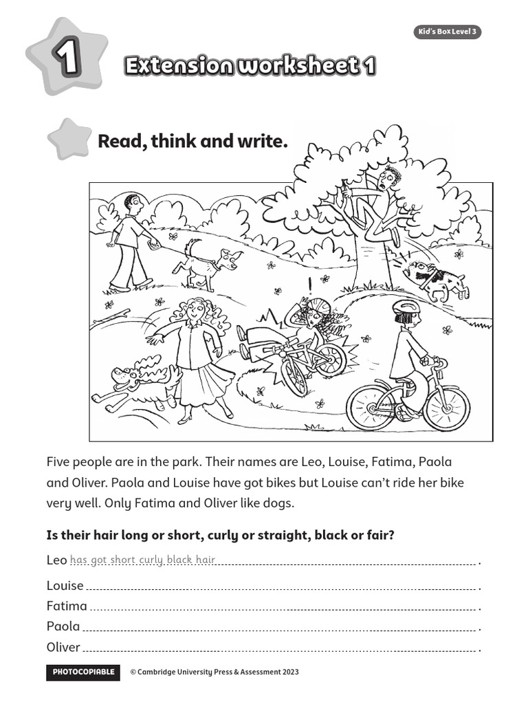 KidsBox Level3 Unit1 Extension Worksheet 1 | PDF