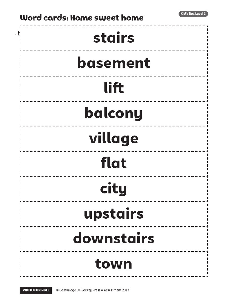 KidsBox Level3 Word Cards Unit 2 Home Sweet Home | PDF