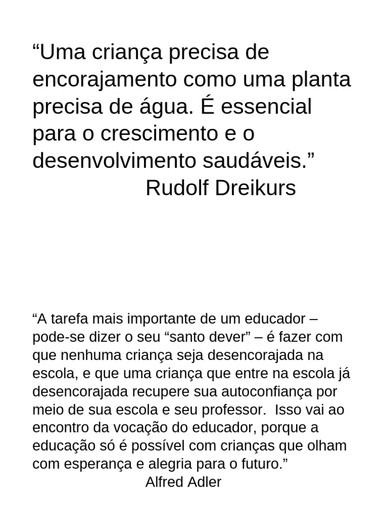 Frases de Alfred Adler e Rudolf Dreikurs - Afixar Na Sala - Ruth | PDF