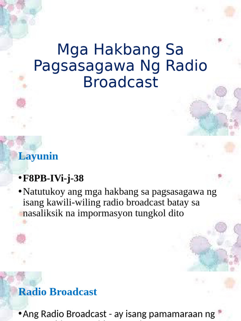 Mga Hakbang Sa Pagsasagawa NG Radio Broadcast | PDF