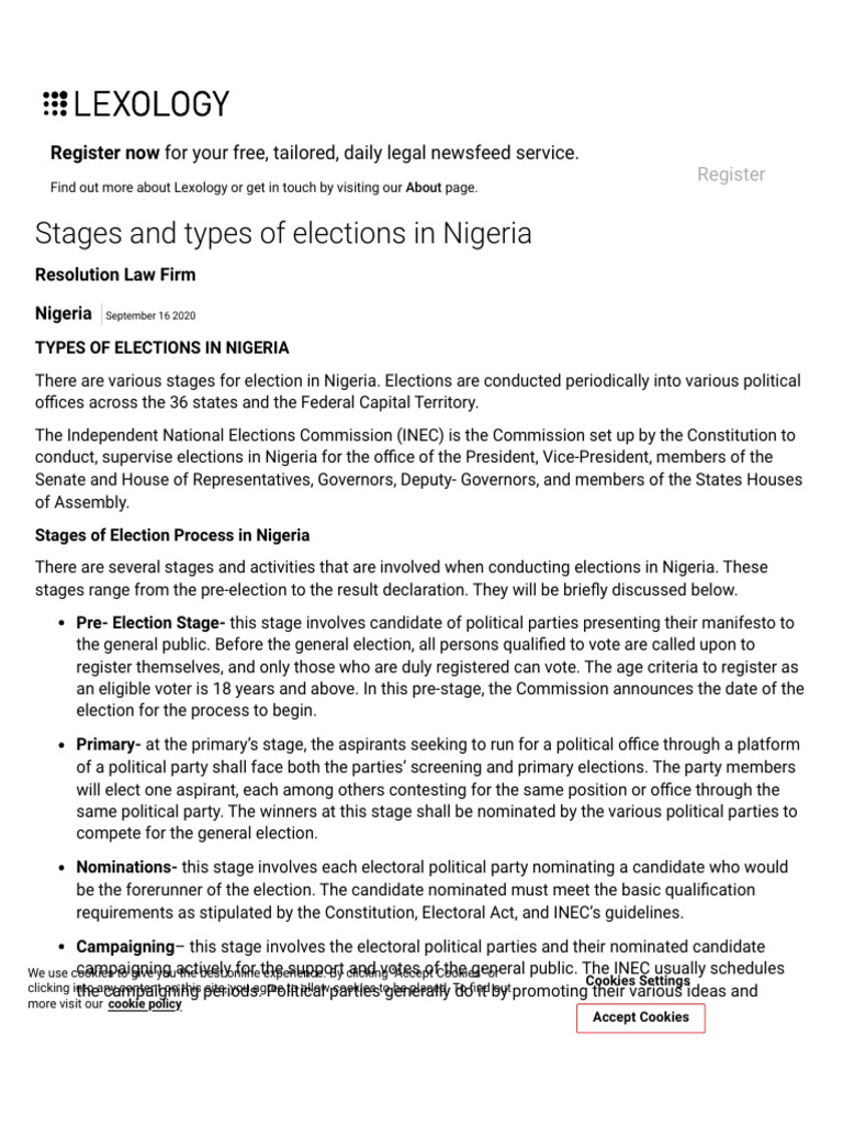 Stages and types of elections in Nigeria - Lexology | PDF | Voting ...