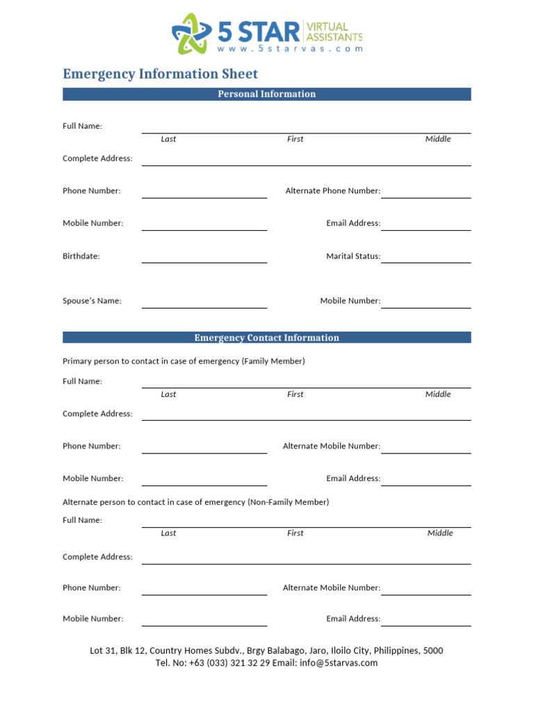 Emergency Contact Information Sheet | PDF