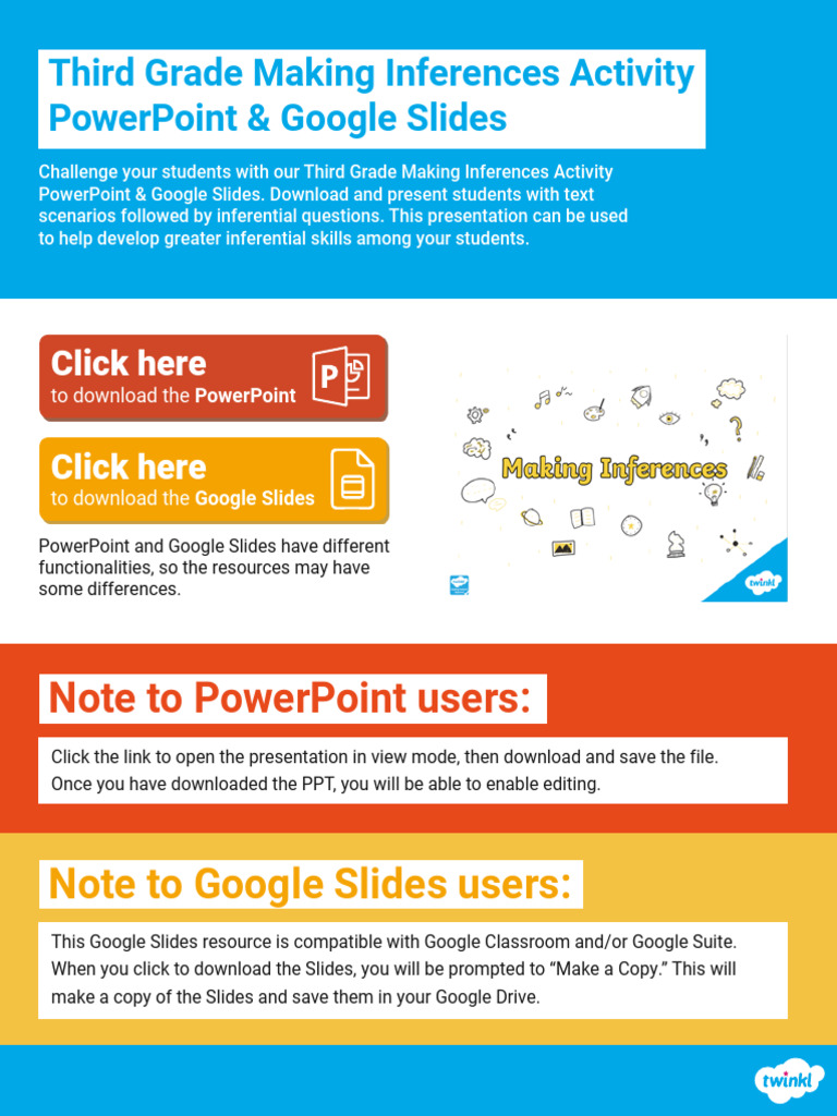 Third Grade Making Inferences Activity Powerpoint Google Slides Us e ...
