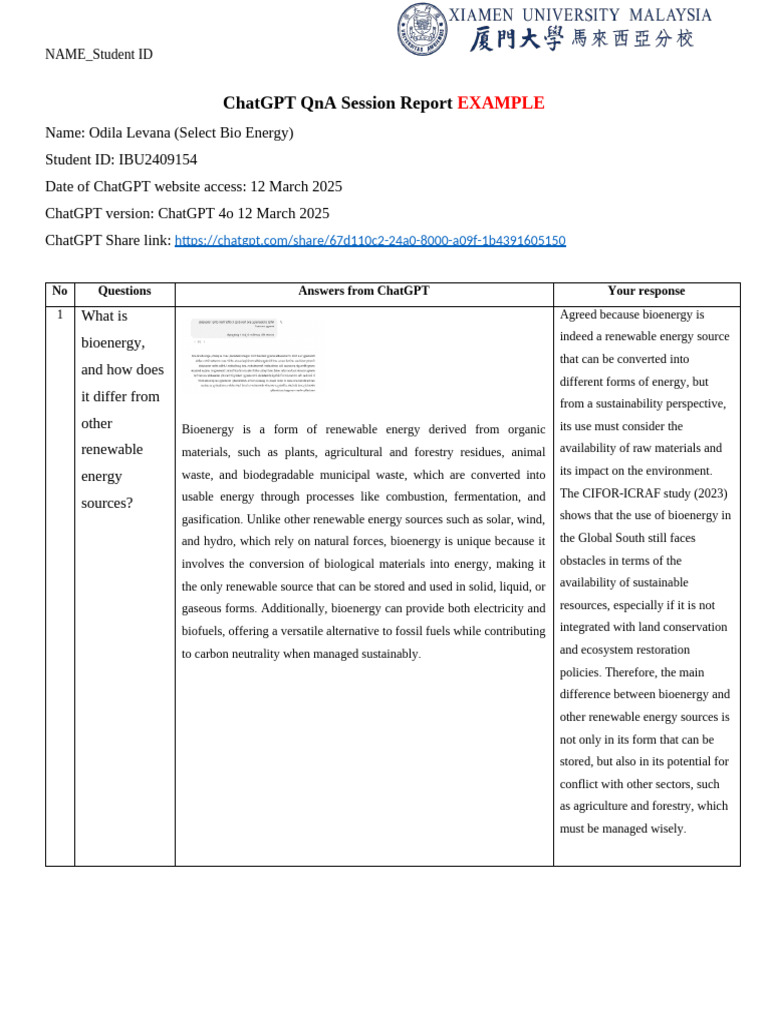 Odila G0364 - Example - Assignment 1 ChatGPT Report | PDF | Biofuel | Bioenergy