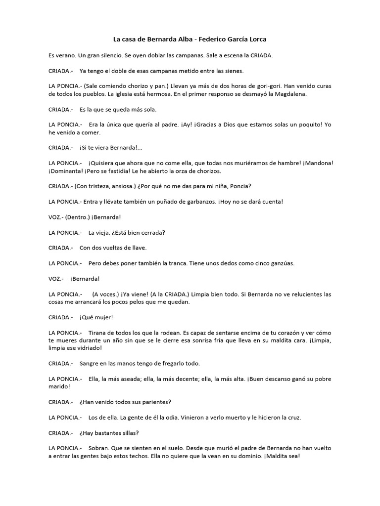 La Casa de Bernarda Alba ADAPTADA | PDF