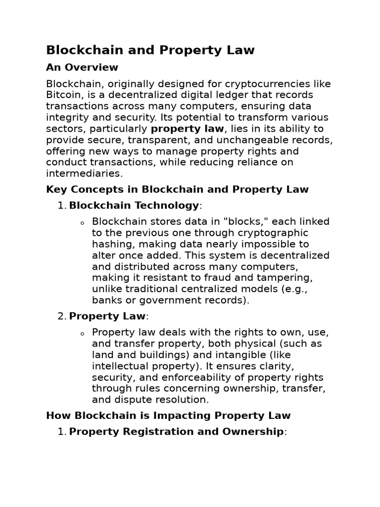 Blockchain's Impact on Property Law | PDF | Property
