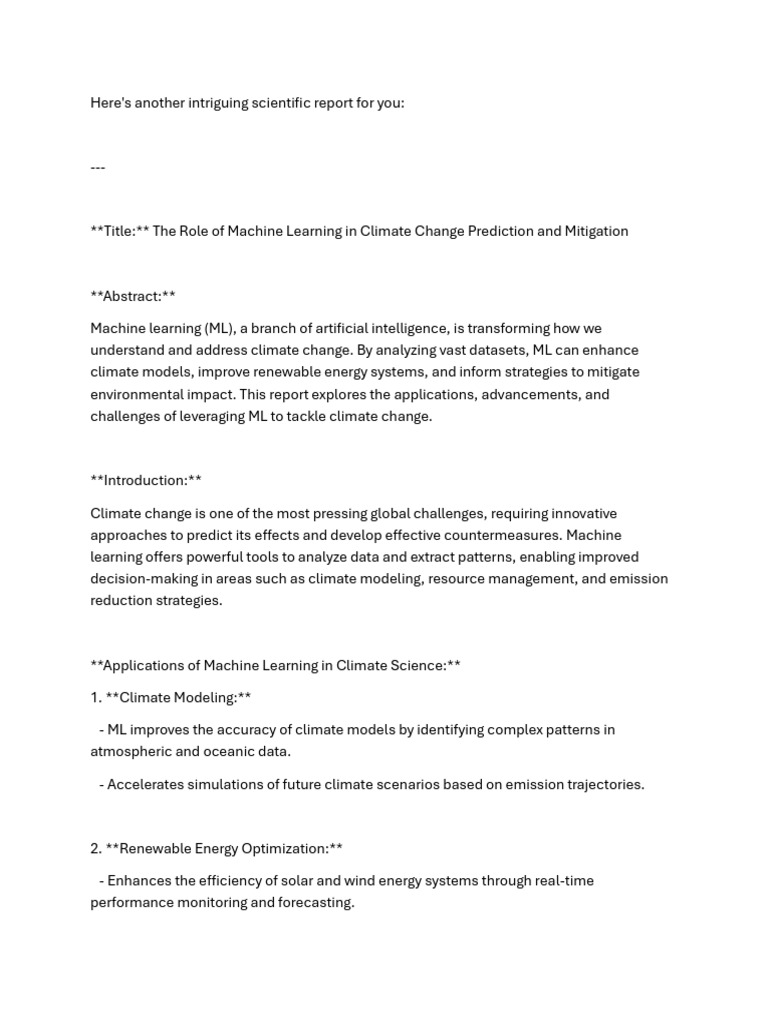 Machine Learning for Climate Change Solutions | PDF | Machine Learning ...