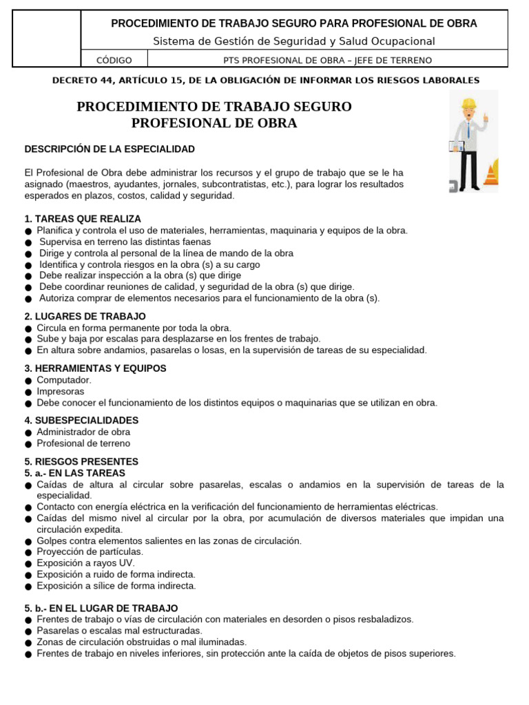 0.-PROFESIONAL DE OBRA (V2 - 06.23) Ok+ | PDF | Seguridad y salud ...