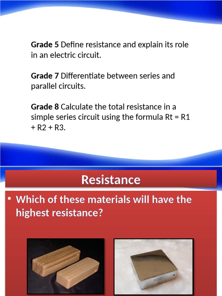Resistance | PDF | Series And Parallel Circuits | Metrology
