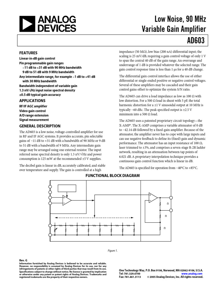 AD603 Ampli | PDF | Amplifier | Decibel