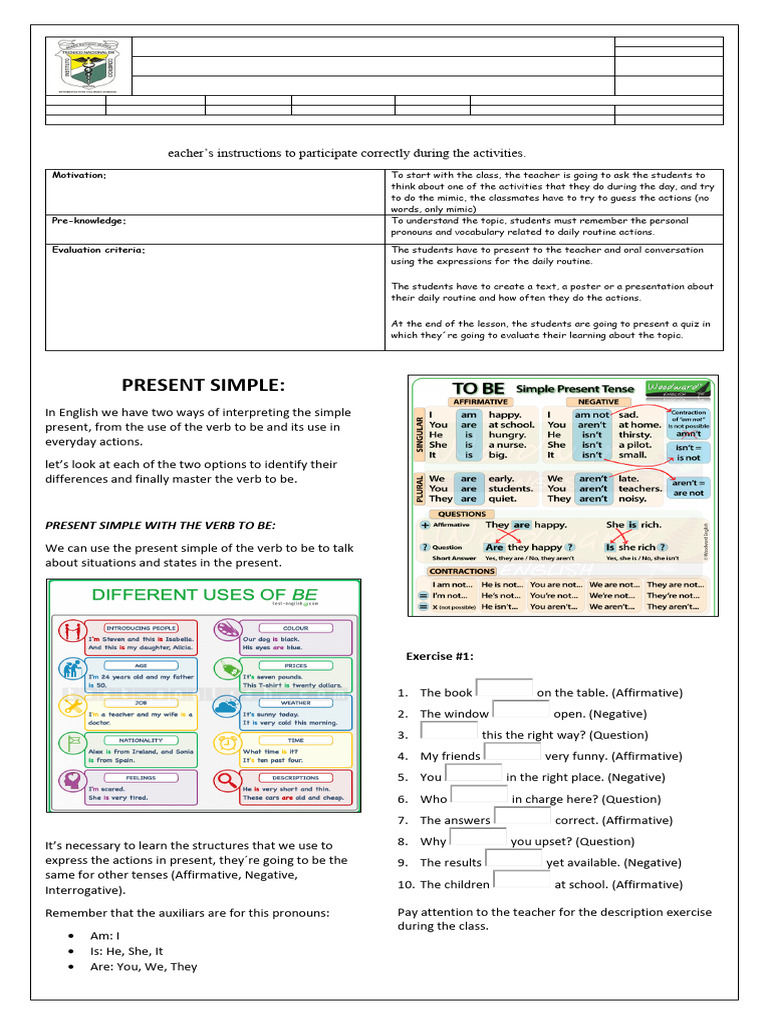 Guia 1 Present Simple 7th Grade 1er p | PDF | Grammar | Linguistics