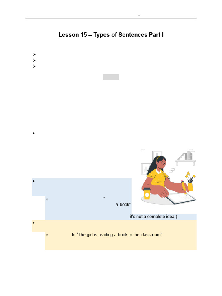Lesson 15 Types of Sentences Part I Answer | PDF | Sentence ...