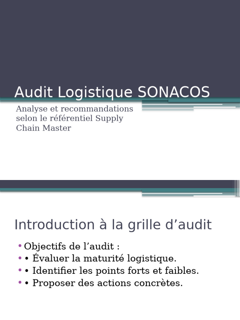 Audit Logistique SONACOS | PDF | Logistique | Audit