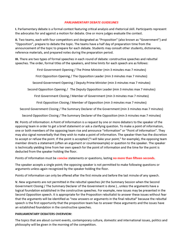 Rules and Tips For Debating | PDF | Argument